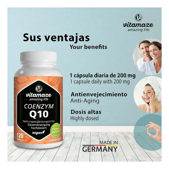 Vitamaze Coenzyme Q10 200mg Vegan 120 Capsules | DocMorris France