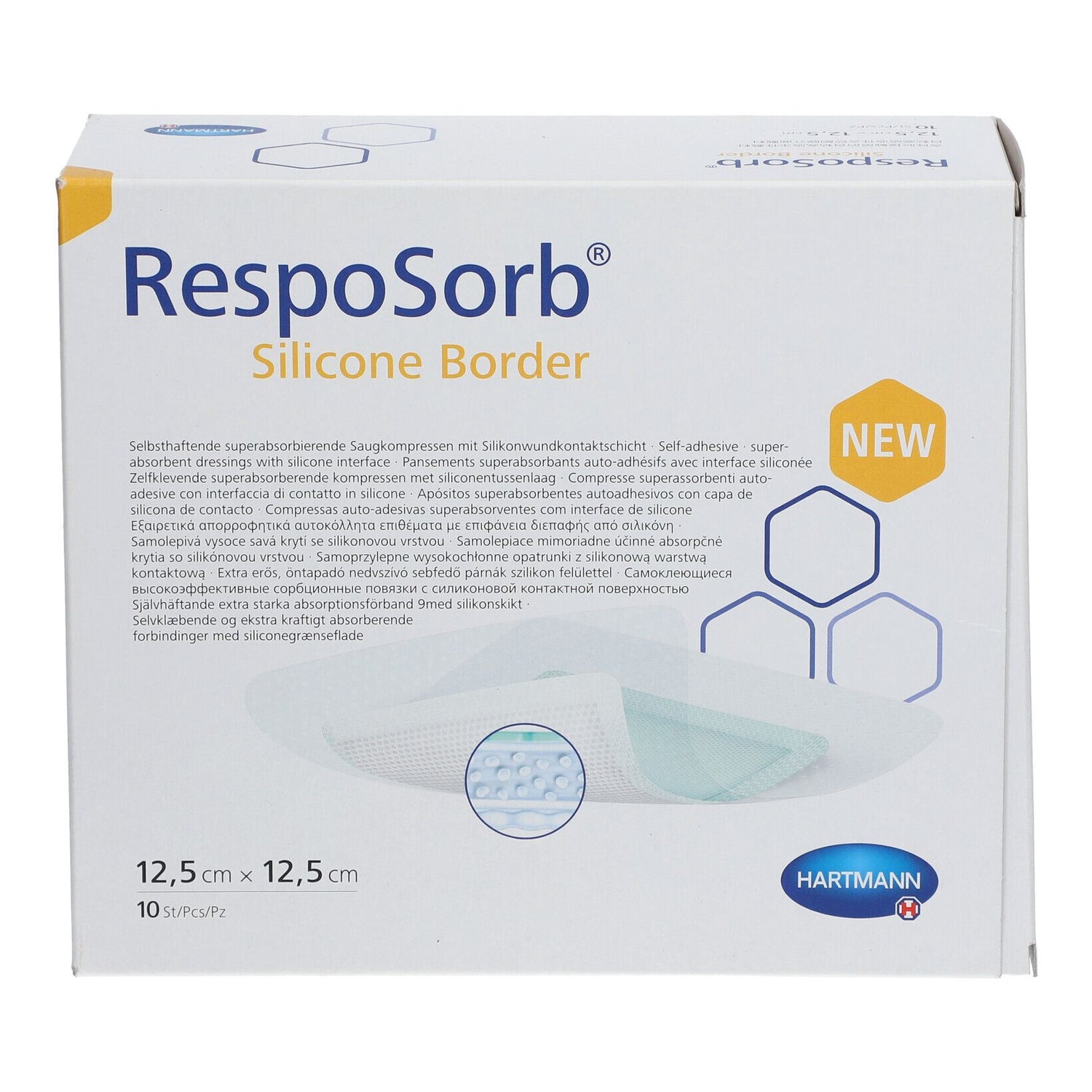Resposorb Silicone Border Pansement 12.5x12.5cm 10uts | DocMorris France
