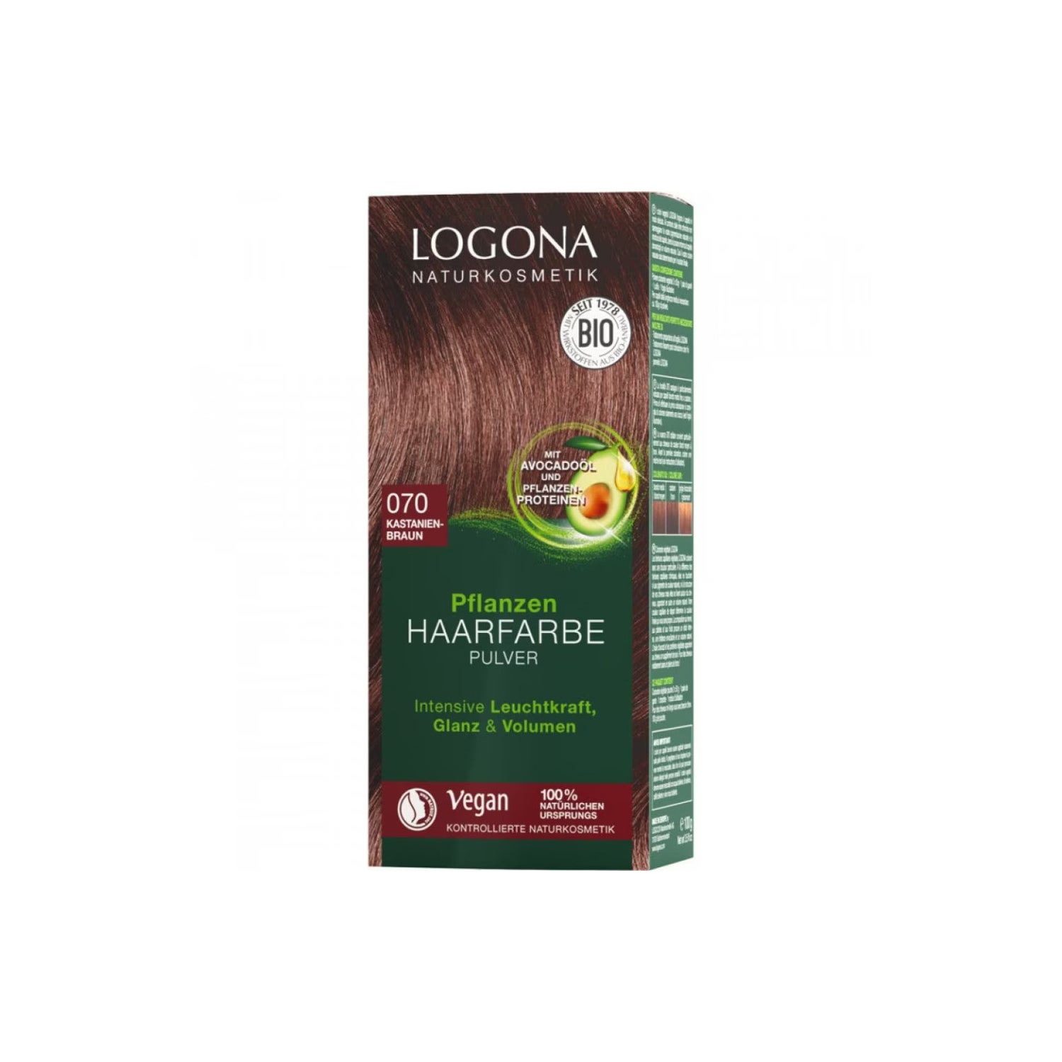 Logona Coloration Poudre Bio 070 Chestnut Brown 100g | DocMorris France